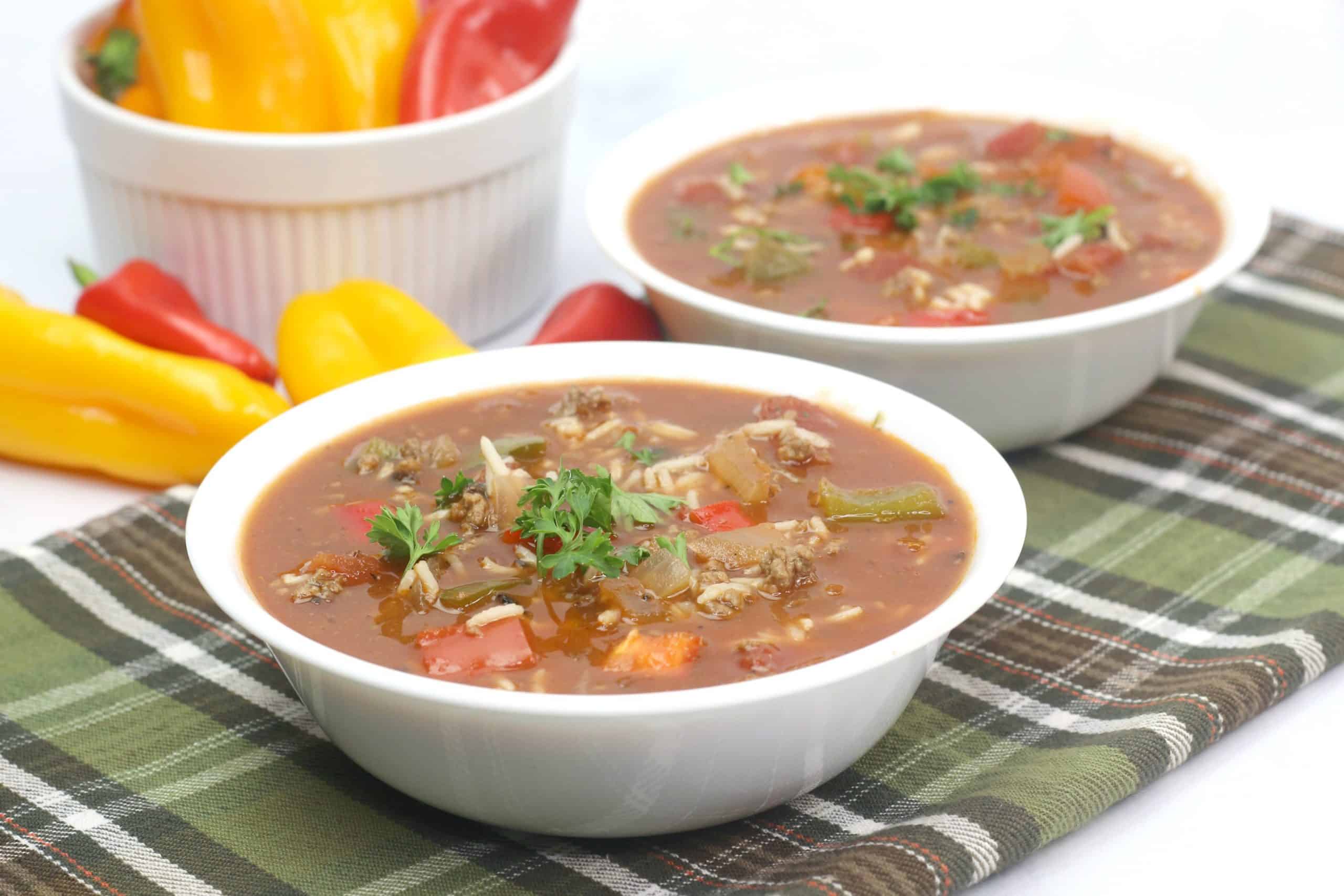 Easy Stuffed Bell Pepper Soup - Marathons & Motivation