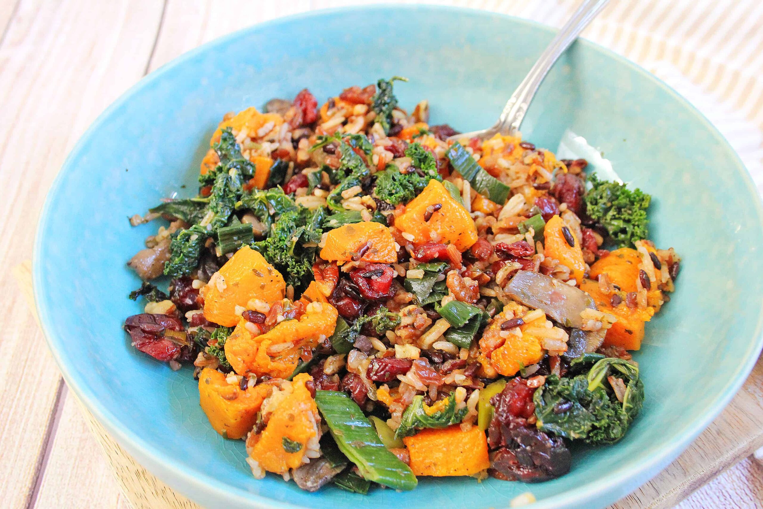 Vegan Rice Salad with Sweet Potatoes and Kale - Marathons & Motivation