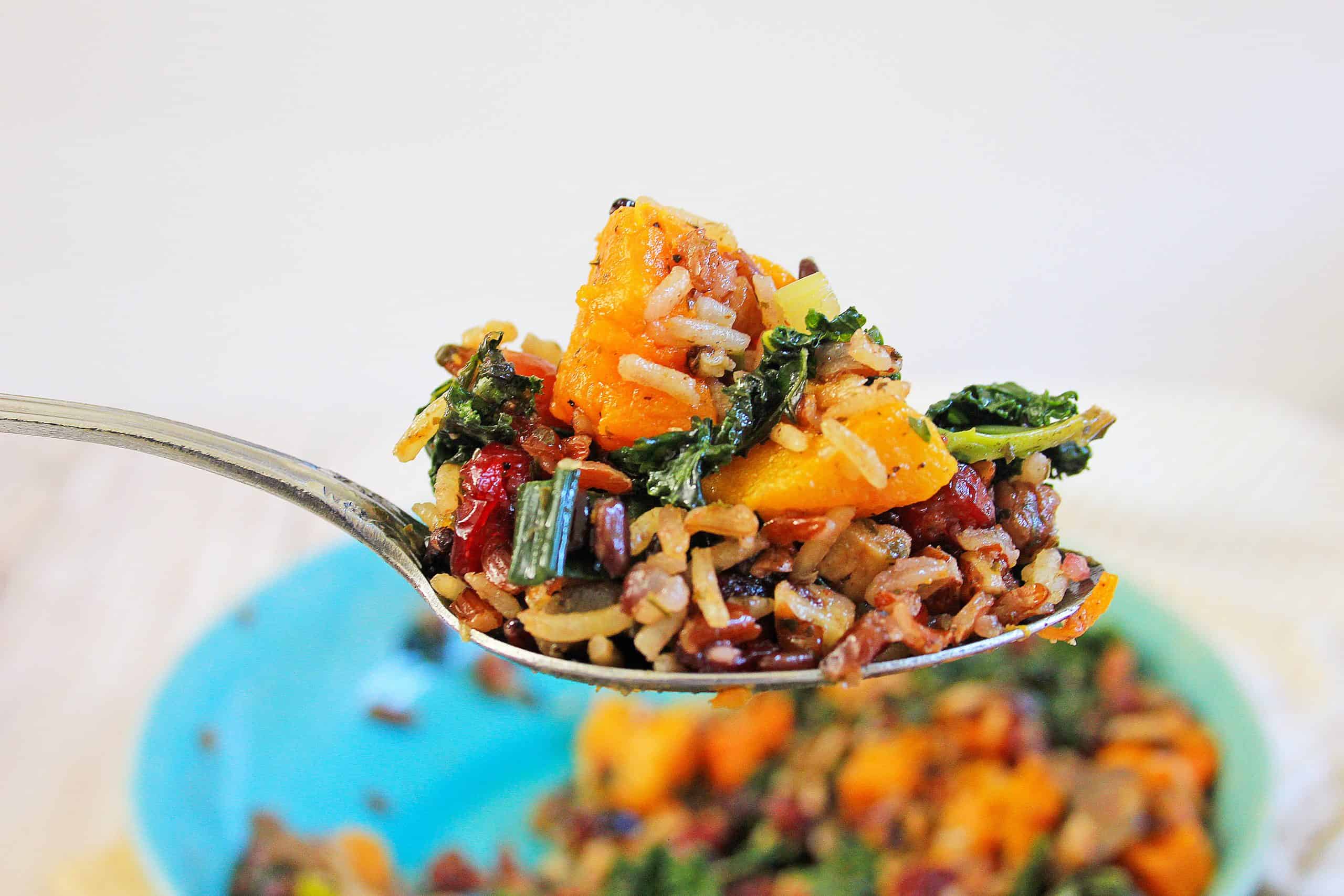 Vegan Rice Salad with Sweet Potatoes and Kale - Marathons & Motivation