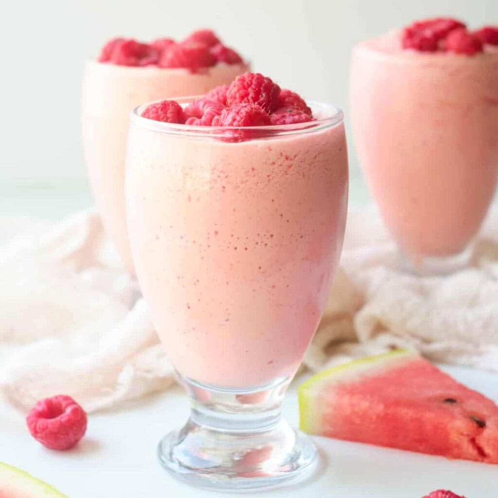 Refreshing Watermelon Raspberry Milkshake - Marathons & Motivation