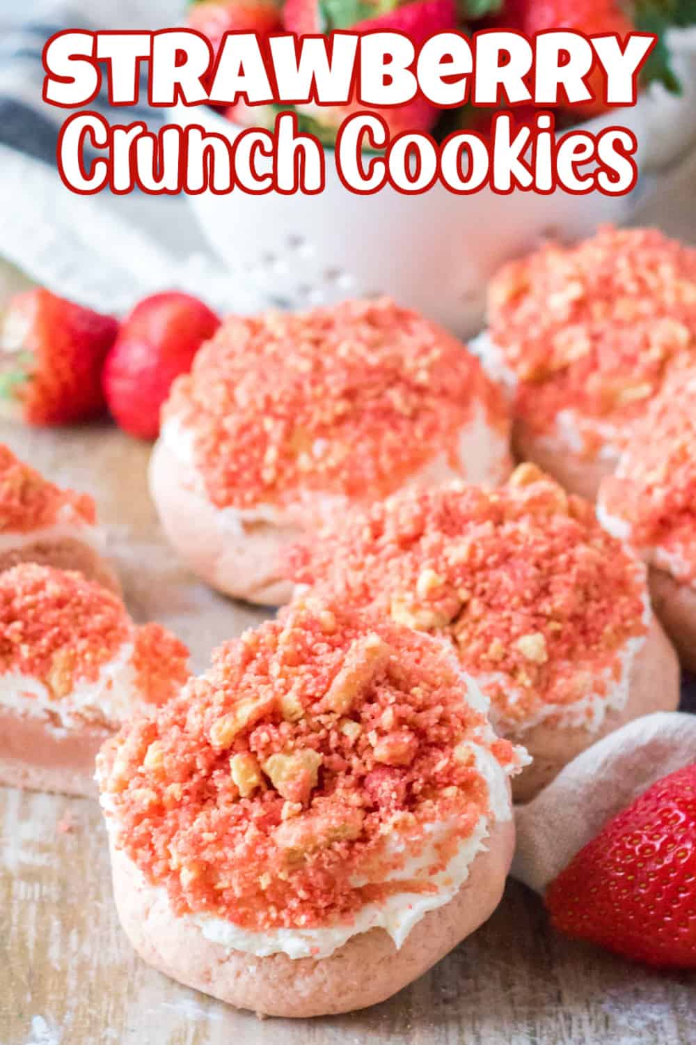 Frosted Strawberry Cookies with Crunch Topping - Marathons & Motivation