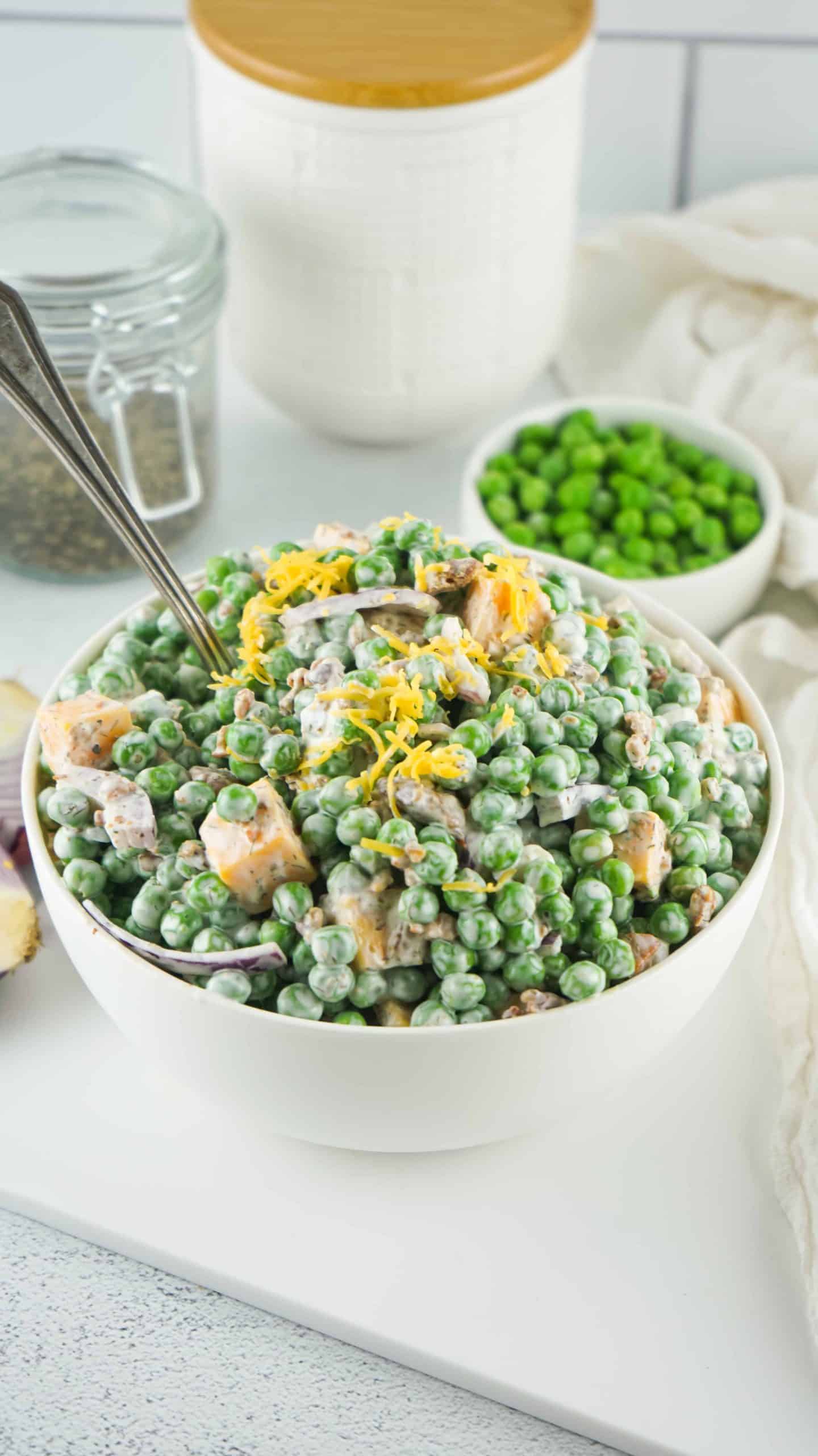 The Best Creamy Pea Salad with Bacon - Marathons & Motivation
