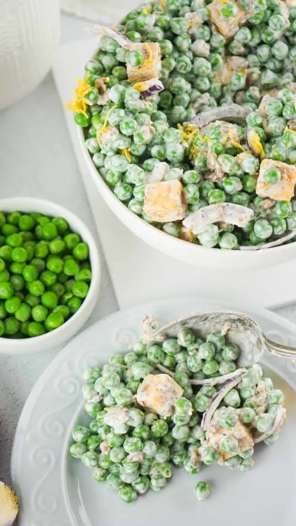 The Best Creamy Pea Salad with Bacon - Marathons & Motivation
