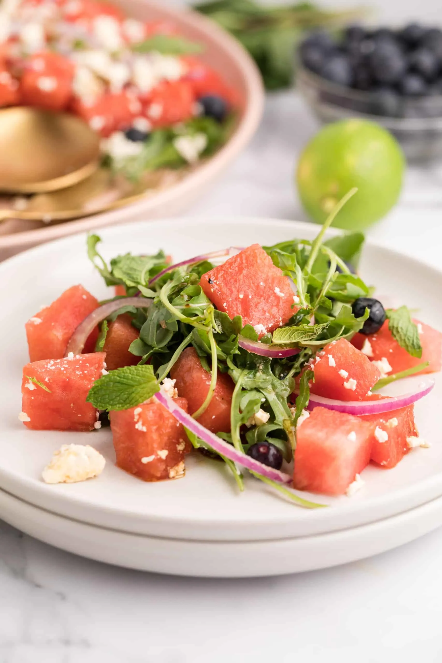 Watermelon Salad with Balsamic and Blueberries - Marathons & Motivation