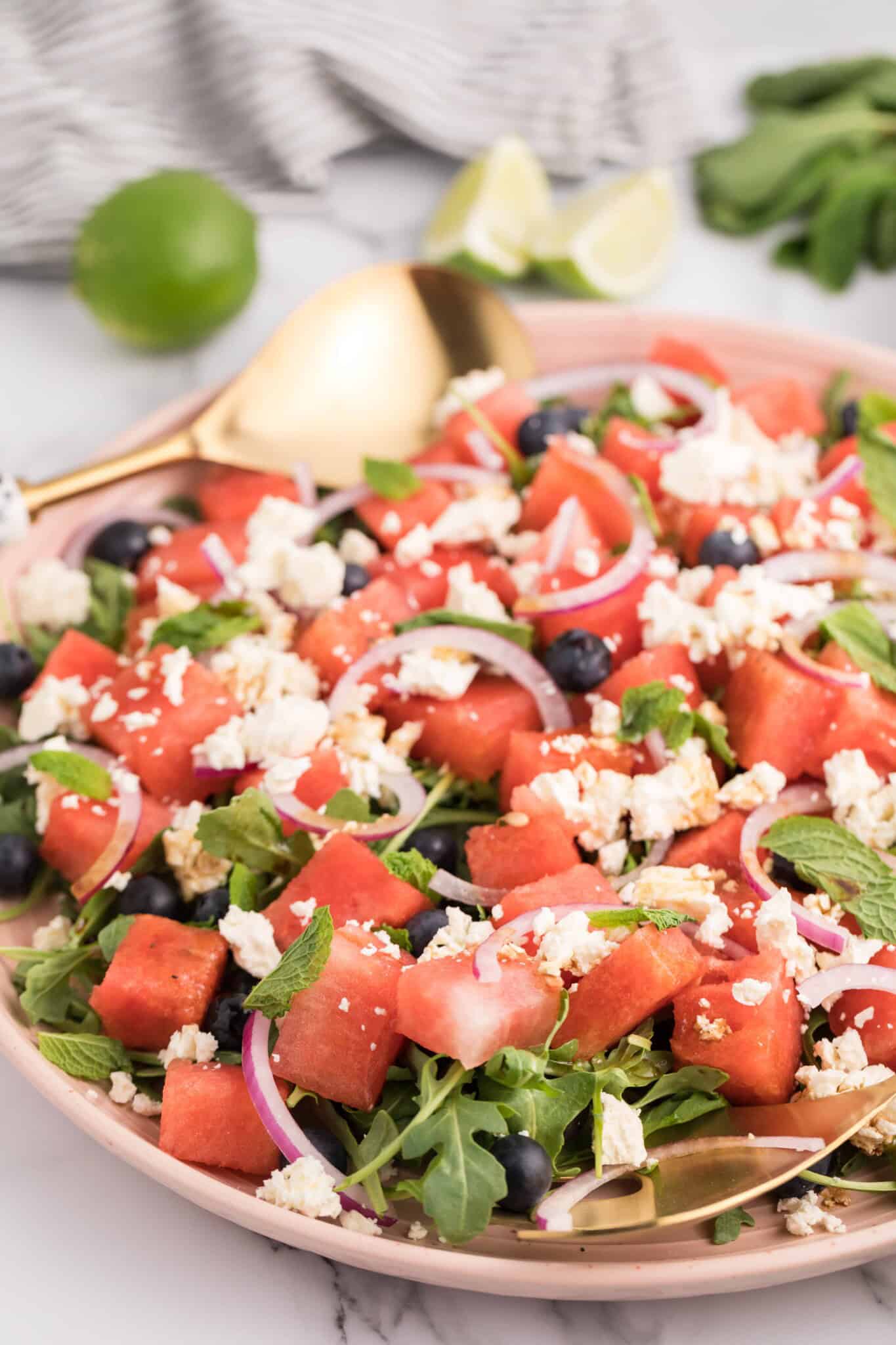 Watermelon Salad with Balsamic and Blueberries - Marathons & Motivation