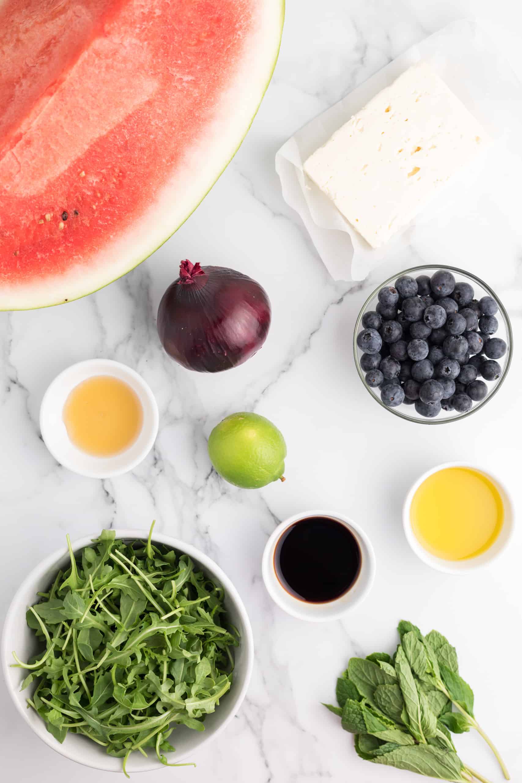 Watermelon Salad with Balsamic and Blueberries - Marathons & Motivation